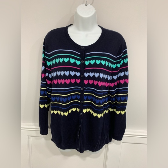 Talbots | Sweaters | Talbots Charming Cardigan Hearts And Stripes ...